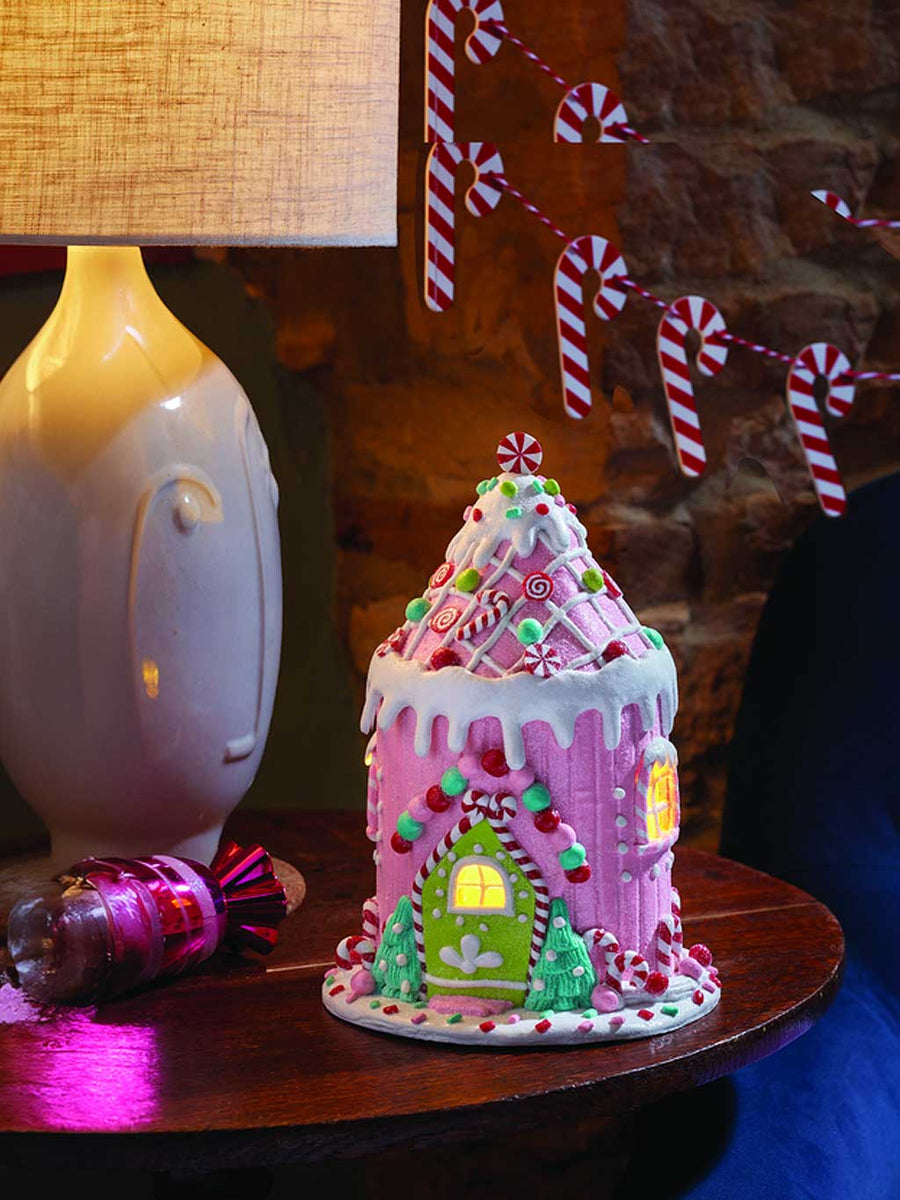 24x17cm Pink Cosy CandyCabin – Seasons Christmas Outlet