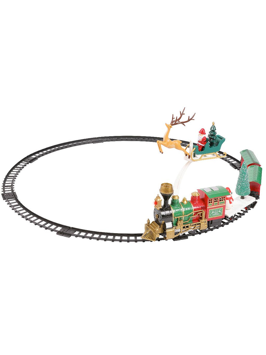 90 x 90cm B/O LED Train Set with Flying Sleigh – Seasons Christmas Outlet
