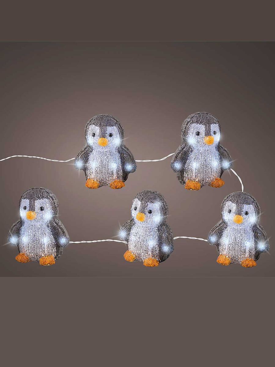 Set of 5 B/O LED Acrylic Black Penguin String Lights – Seasons ...