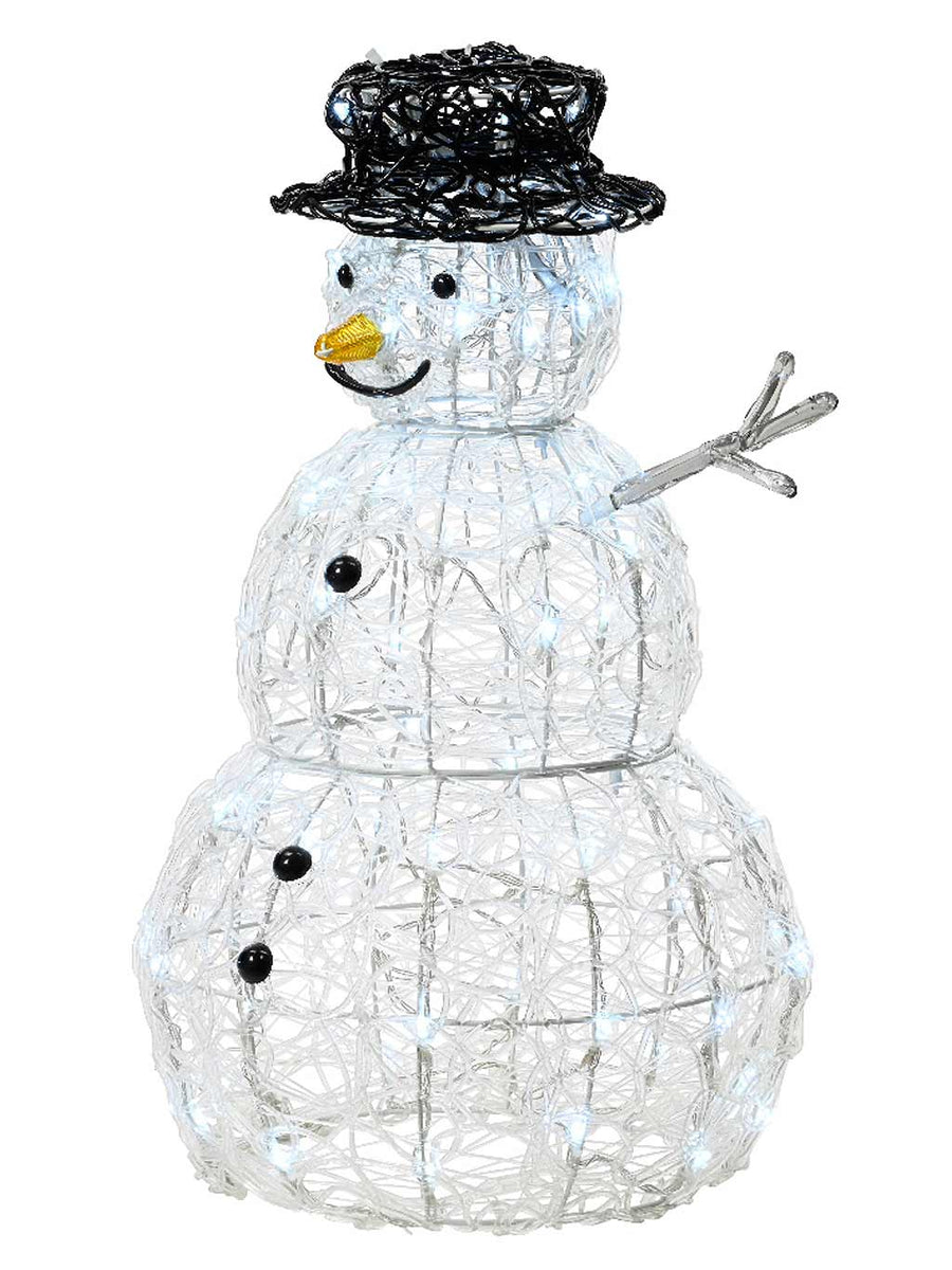 65cm Soft Acrylic Snowman with 80 White LEDs – Seasons Christmas Outlet