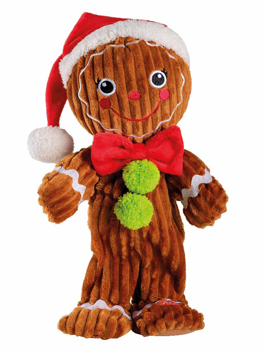 34cm Animated Gingerbread Man with Christmas Hat - (Song "We Wish You ...