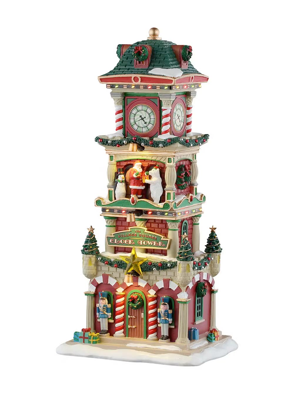 The Village Square Clock Tower, B/O (4.5V) – Seasons Christmas Outlet