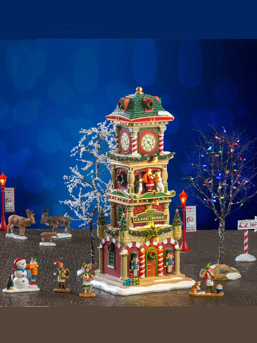 The Village Square Clock Tower Set, with 4.5V Adaptor – Seasons ...