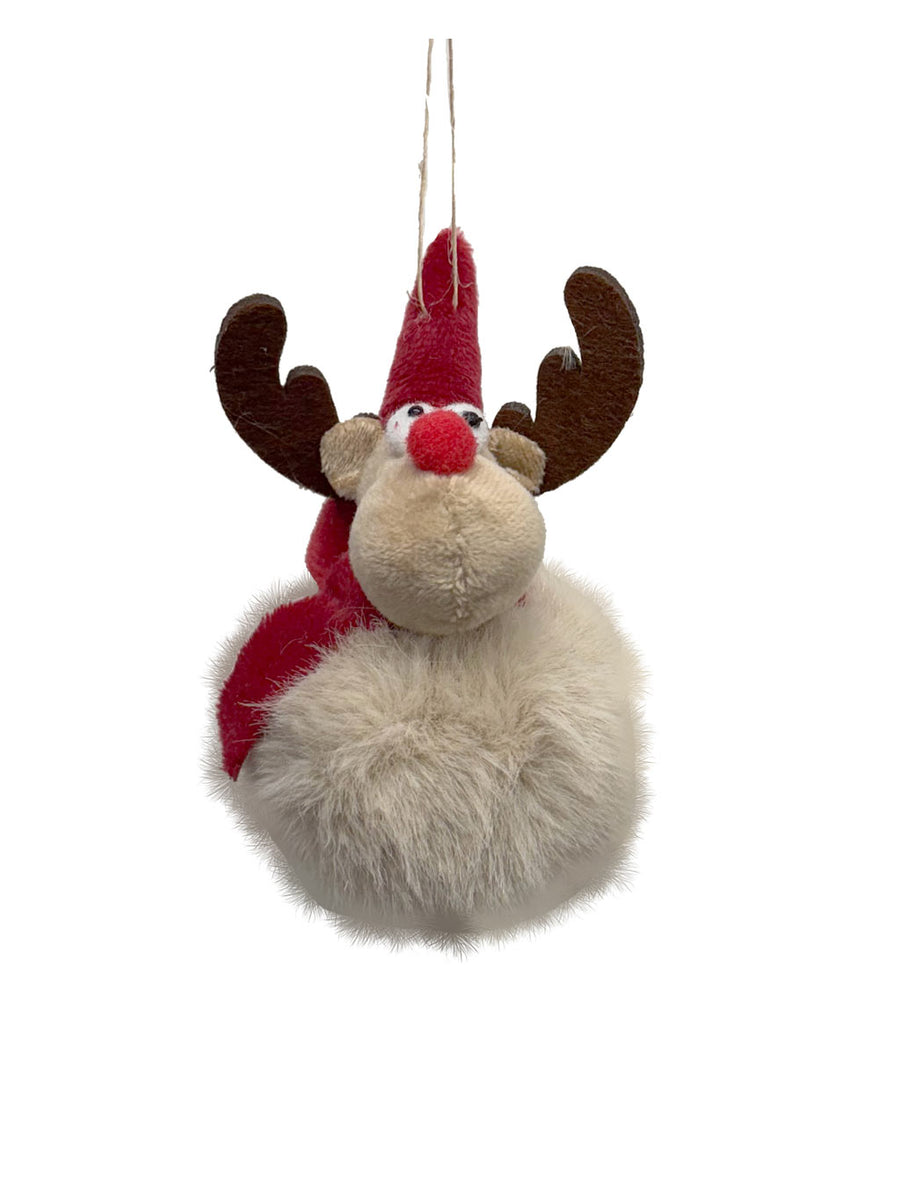 12cm Pom Pom Deer Bauble – Seasons Christmas Outlet