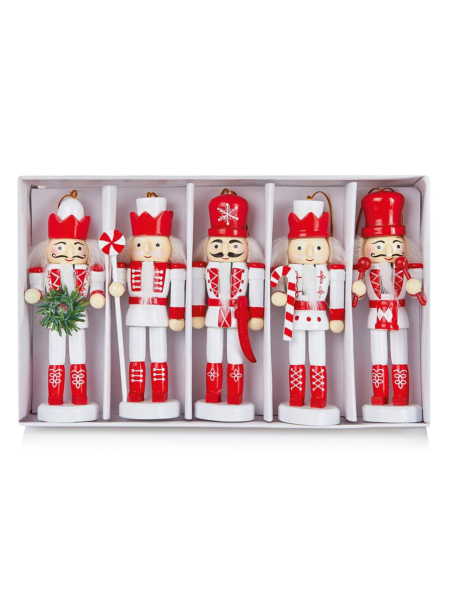 5pc 12cm Nutcracker in Red & White Dressing – Seasons Christmas Outlet