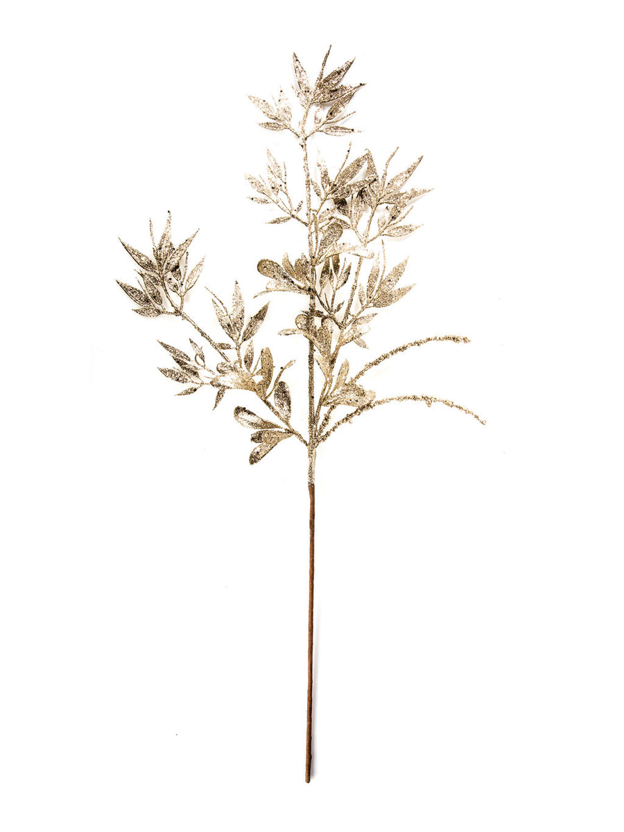 80cm Glitter Spike Leaf Stem - Gold – Seasons Christmas Outlet