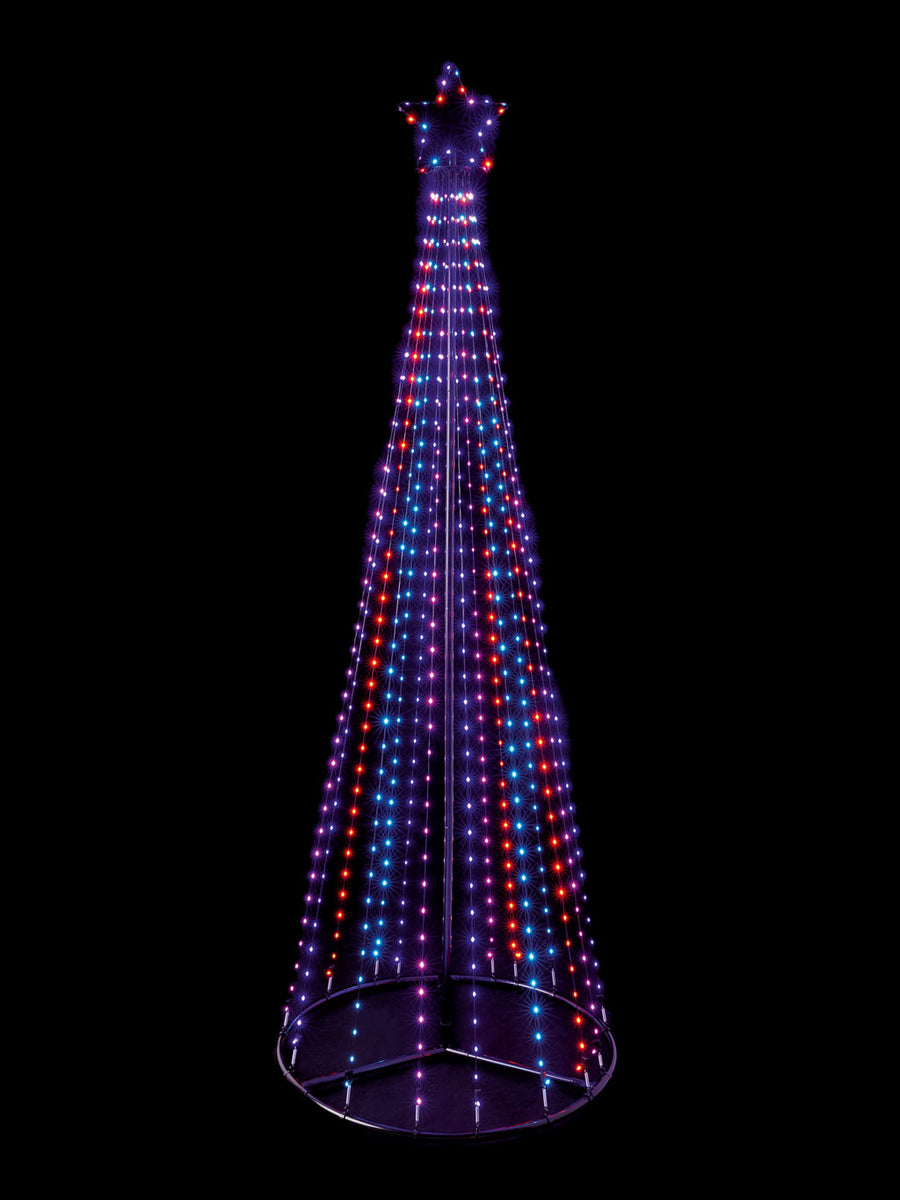 2.1M Multi-Action Flexi Bright Pyramid Tree with 580 LEDs and Star ...