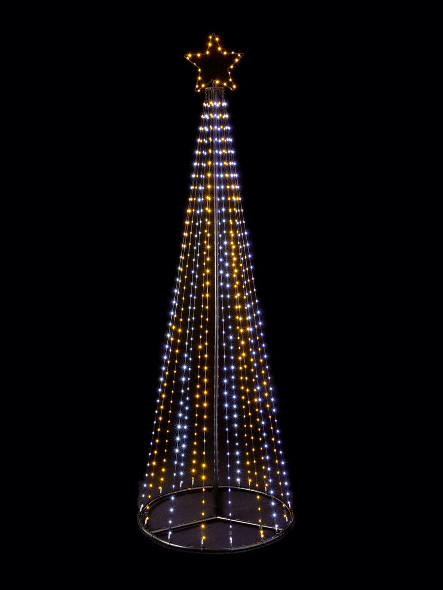 2.1M Multi-Action Flexi Bright Pyramid Tree with 580 LEDs and Star ...