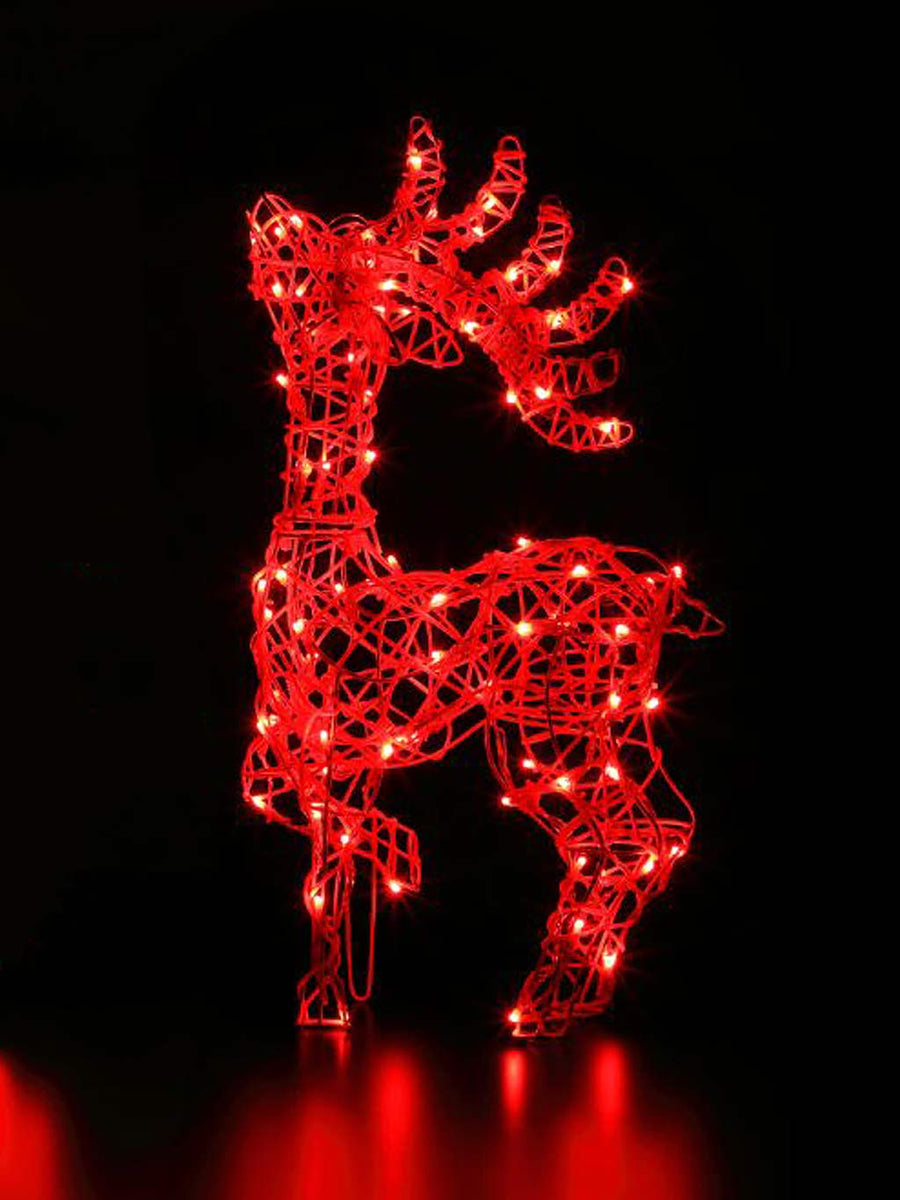 60cm Colour Changeable White Wicker Standing Stag With Remote – Seasons ...