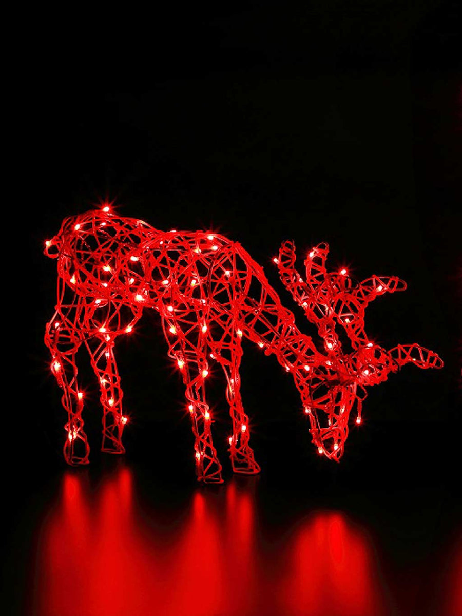 60cm Colour Changeable White Wicker Grazing Stag With Remote – Seasons ...