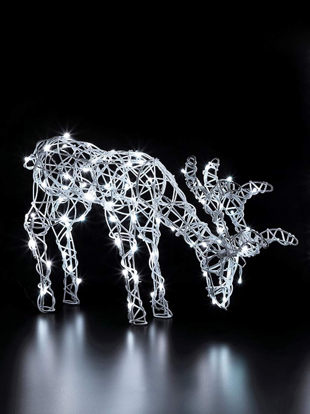 60cm Colour Changeable White Wicker Grazing Stag With Remote – Seasons ...