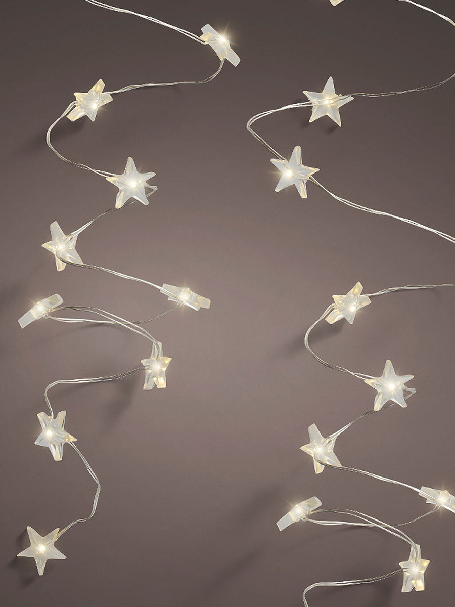 40 Micro LED Battery Operated Star String Lights - Warm White/Silver W ...