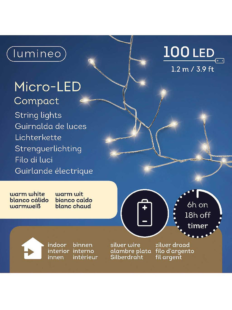 100 Micro LED Battery Operated Static Compact Lights – Seasons ...