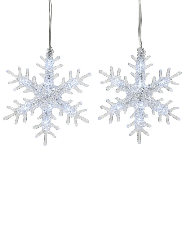 White Snowflake Strings Festive 100 White Snowflake Battery Operated