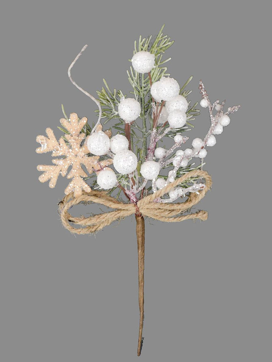 Frosted Snowflake Pick White – Seasons Christmas Outlet