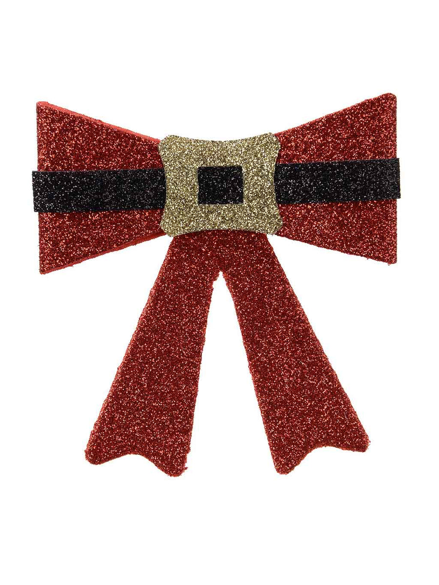 10cm Santa Belt Bow with Glitter - Red – Seasons Christmas Outlet
