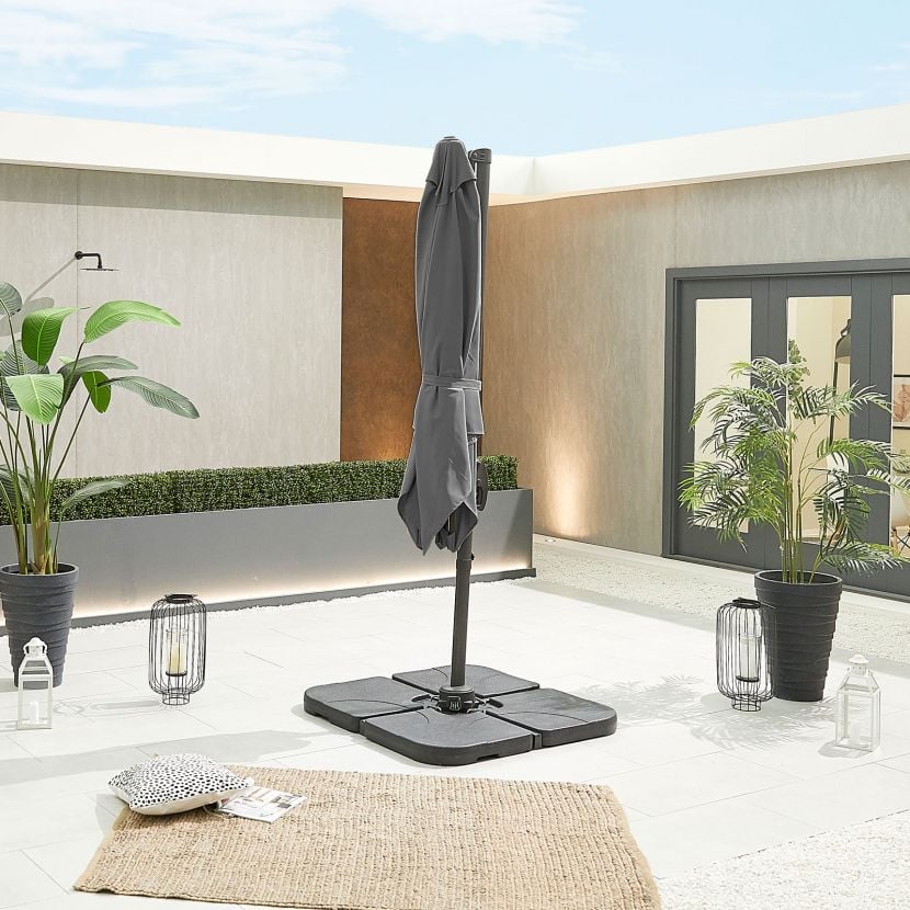 Apollo 2.5m Square Cantilever Parasol - Crank & Tilt - Grey – Seasons ...