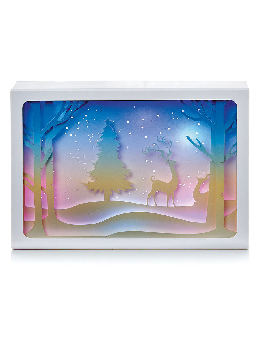 29 x 21cm RGB Diorama Reindeer Scene – Seasons Christmas Outlet