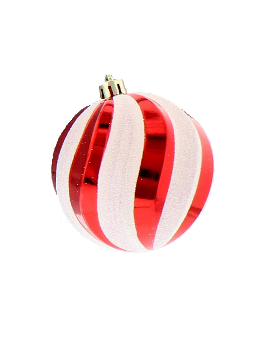 8cm Red / White Candy Cane Ball – Seasons Christmas Outlet